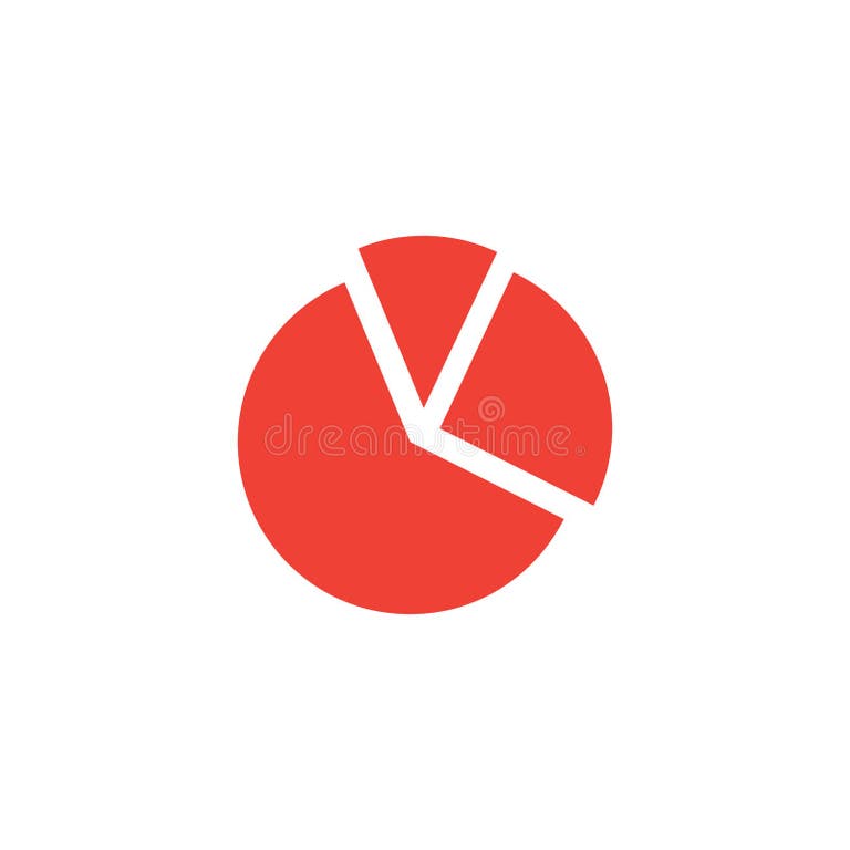 Pie Chart Red Icon on White Background. Red Flat Style Vector ...