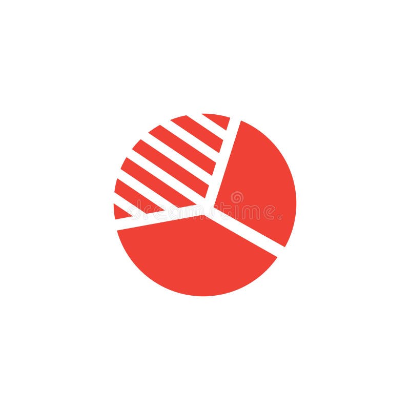 Pie Chart Red Icon on White Background. Red Flat Style Vector ...