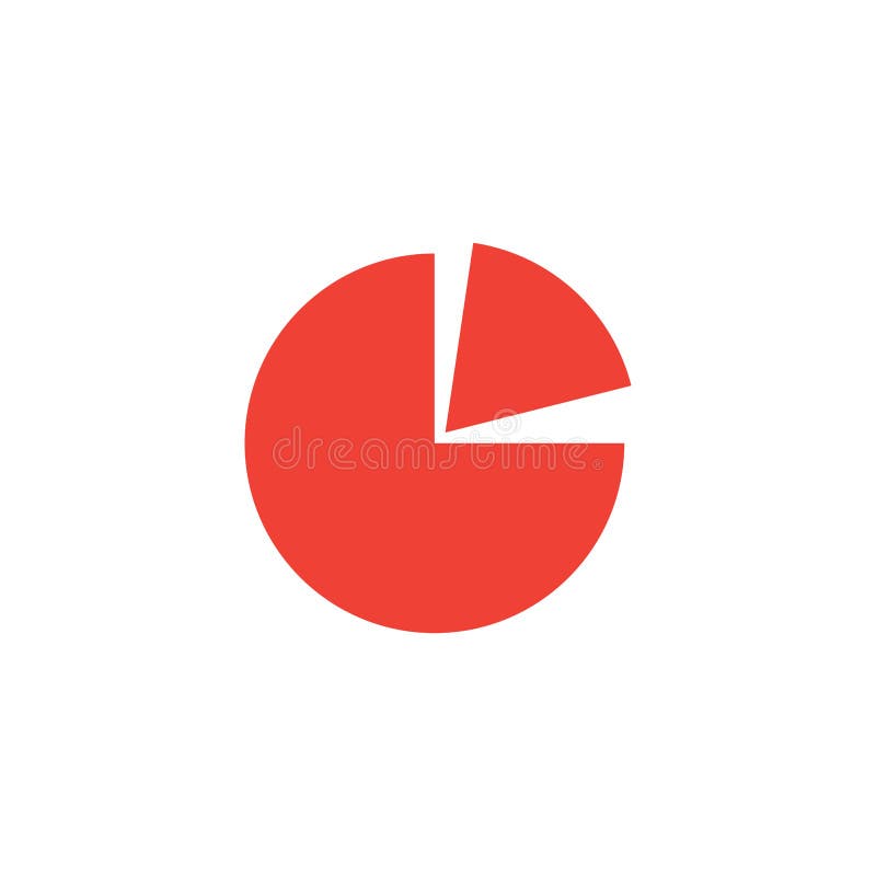 Pie Chart Red Icon on White Background. Red Flat Style Vector ...