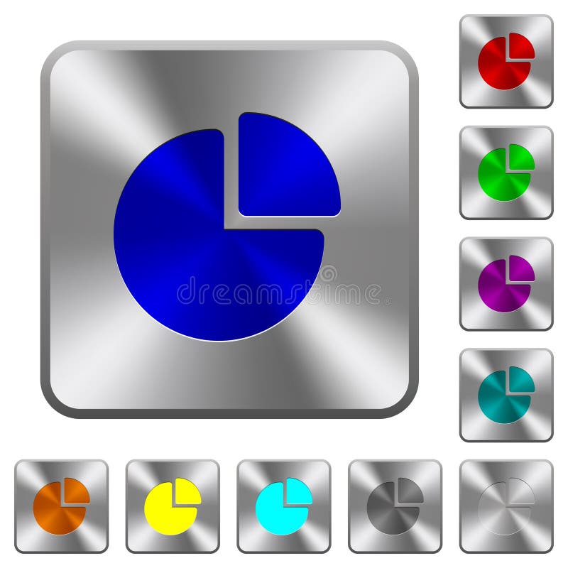 Pie Chart Rounded Square Steel Buttons Stock Vector - Illustration of ...
