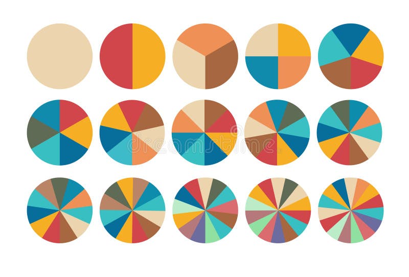 Pie Chart Set. Colorful Diagram Collection with. Circle Icons for ...