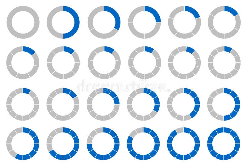 Pie Chart Set, Segmented Circle Icons, Round Split Shape, Circle ...