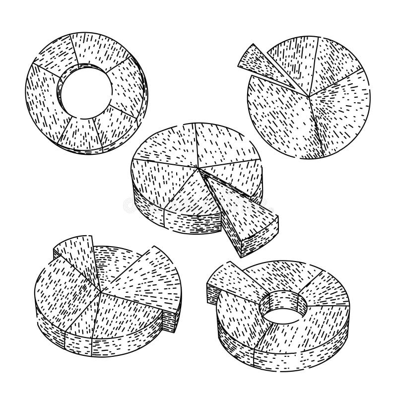 Pie Chart Set Sketch Hand Drawn Vector Stock Illustration ...
