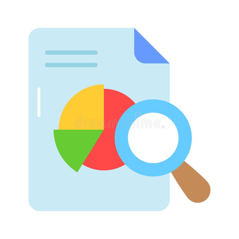 Pie Chart on Sheet with Magnifier Showing Vector Design of Data ...