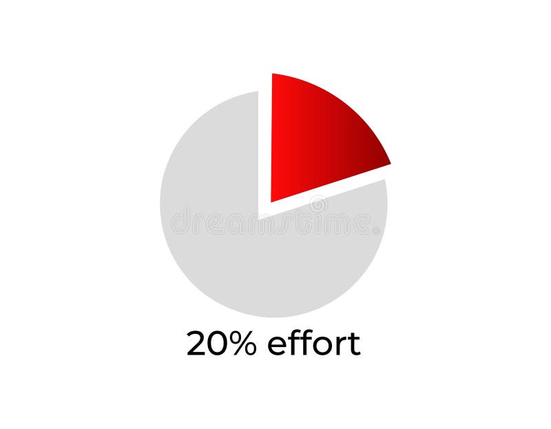Pie Chart Showing 20 Percent Effort in Red Stock Vector - Illustration ...