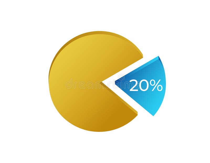 Pie Chart Showing 20 Segment in Blue and Yellow Circle Stock Vector ...