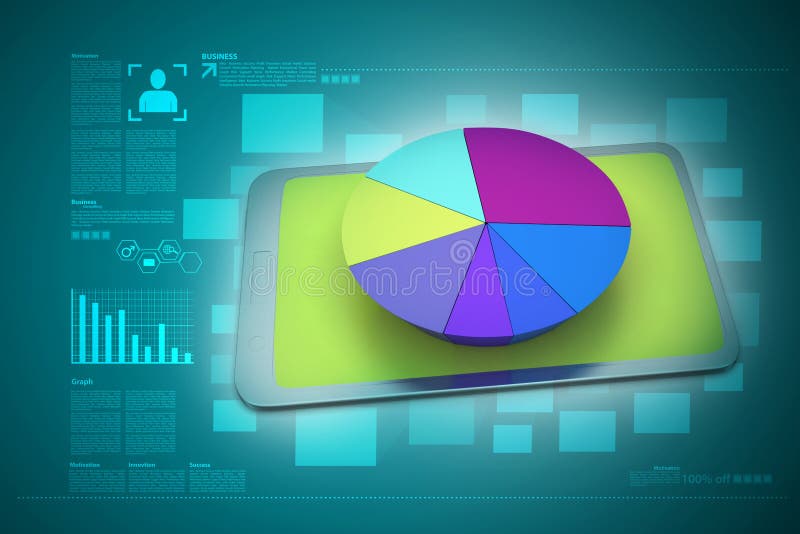 Pie chart on smart phone stock illustration. Illustration of phone ...