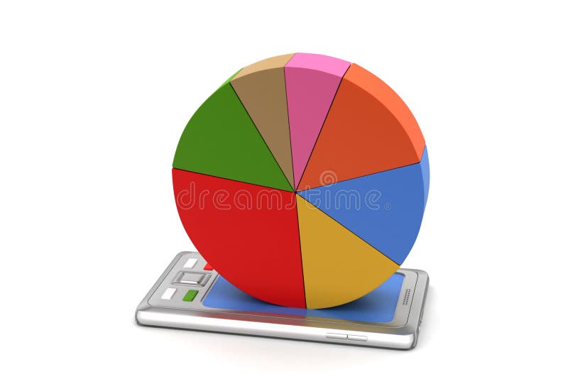 Pie chart on smart phone stock illustration. Illustration of graphic ...