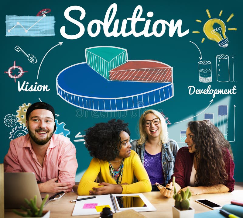 Pie Chart Solution Ideas Development Improvement Concept Stock Photo ...