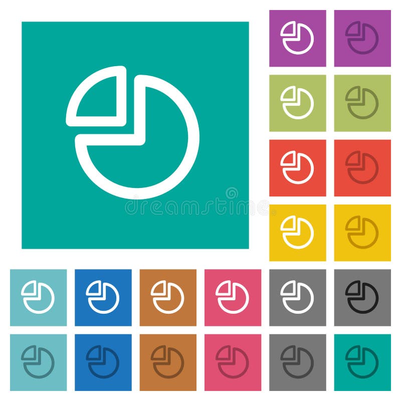 Pie Chart Square Flat Multi Colored Icons Stock Vector - Illustration ...