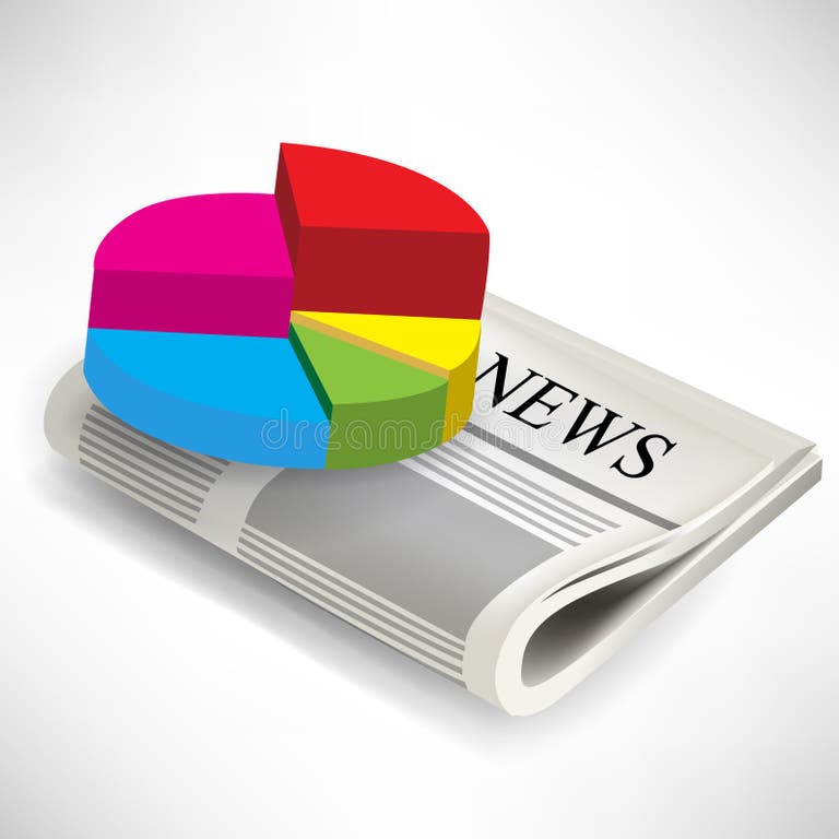 Pie Chart Statistics and Newspaper Stock Vector - Illustration of chart ...