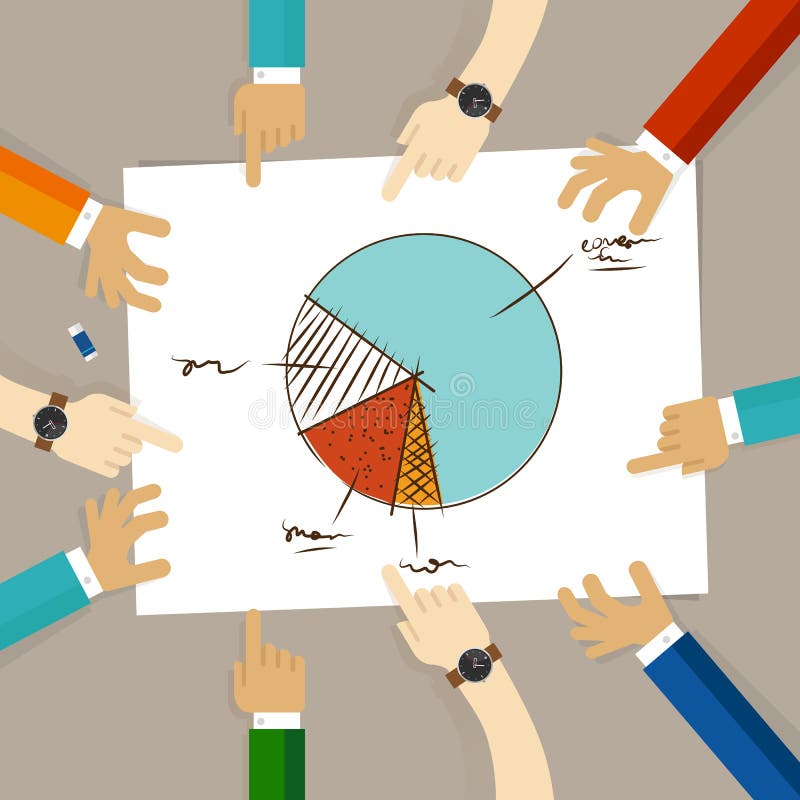 Pie Chart Team Work on Paper Looking To Business Concept of Planning ...