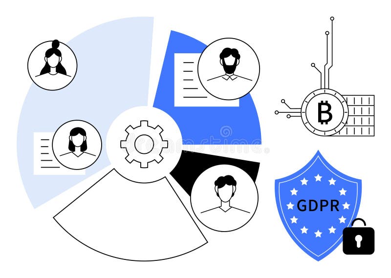 Data Protection Concept with GDPR Symbol, Blockchain Technology, and ...