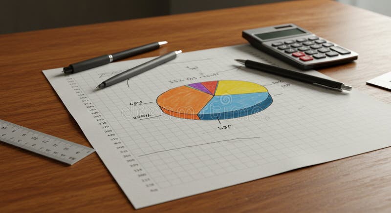 Pie Chart in Various Colors on Graph Paper, Indicating Data ...