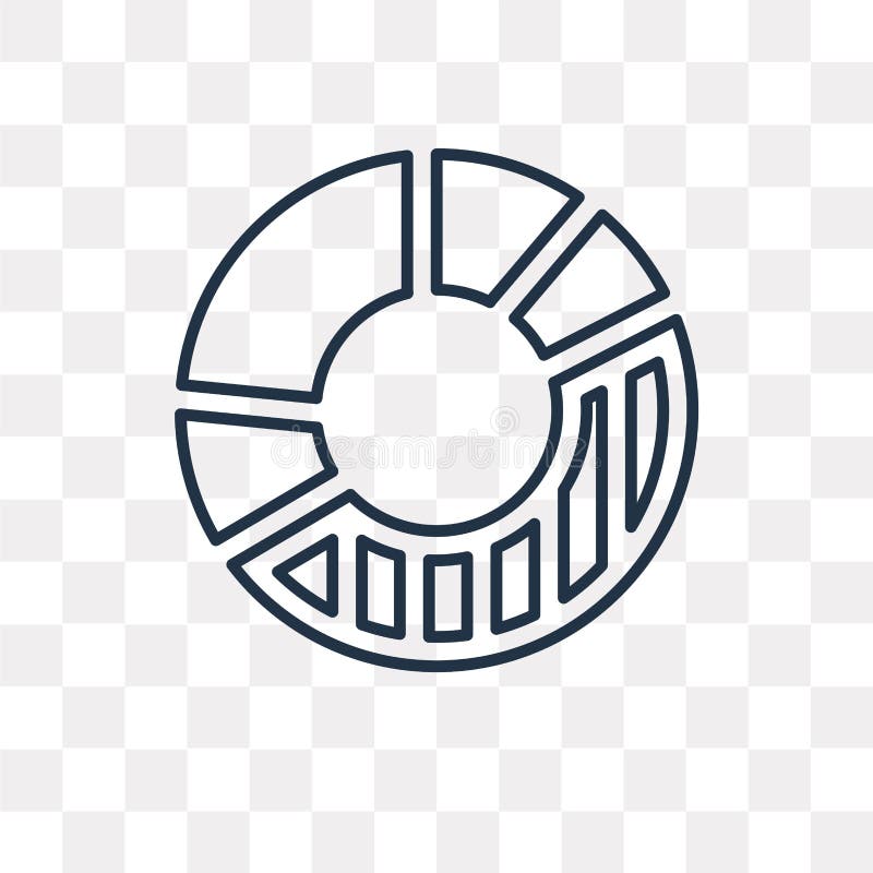 Pie Chart Vector Icon Isolated on Transparent Background, Linear Stock ...
