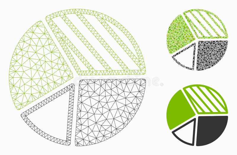 Pie Chart Vector Mesh 2D Model and Triangle Mosaic Icon Stock Vector ...