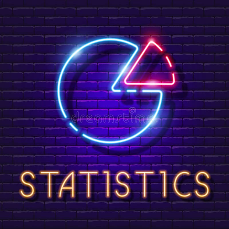Pie Chart Vector Neon Sign. Statistics Data Presentation Glowing Icon ...