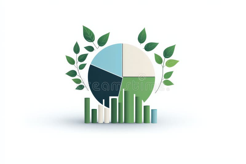 Pie Chart Visualizing Green Business Growth with Bar Graphs and Leaves ...