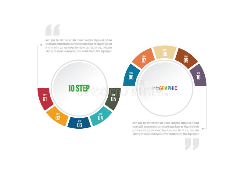 Step Infographics Pie Charts Elements with 1 To 10 Steps, Options ...