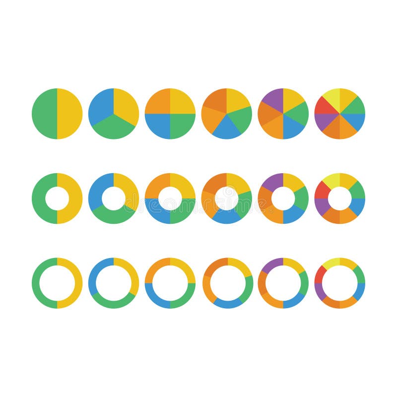 Pie Charts Vector Icon, Flat Color Design Stock Vector - Illustration ...