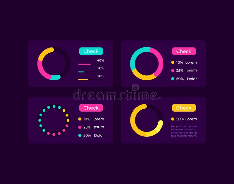 Pie charts UI elements kit stock vector. Illustration of presentation ...