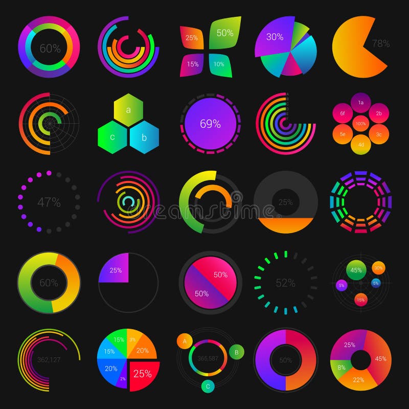 Pie and Circle Charts, Diagrams, Graphs Stock Vector - Illustration of ...