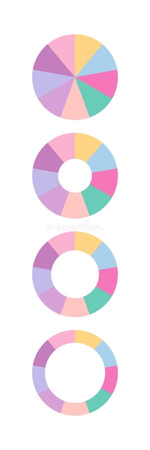 Pie Diagram with Nine Segments Template. Colored Circle and Ring Graph ...