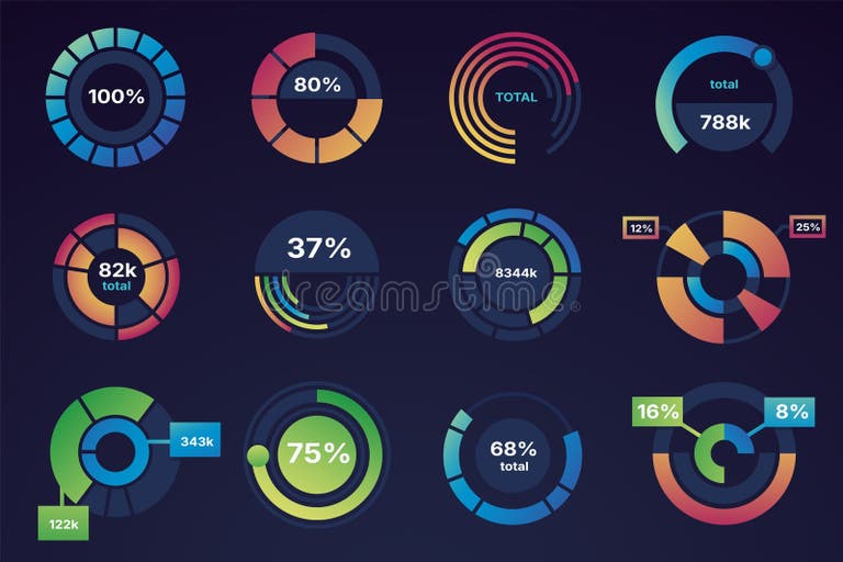 Pie Graph Chart. Circle Data Infographic, Round Statistic Diagrams and ...