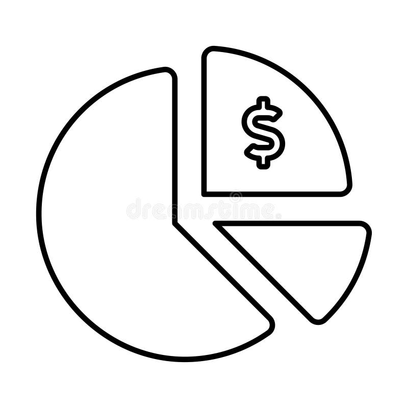 Pie Graph with Dollar Icon in Line Style Stock Vector - Illustration of ...