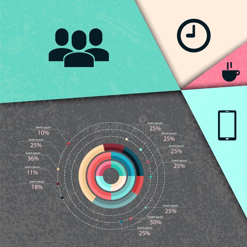 Pie graph and icons stock vector. Illustration of isolated - 40003528