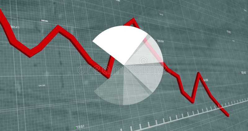 Pie Graph and Red Graph Moving Over Financial Data Processing Against ...