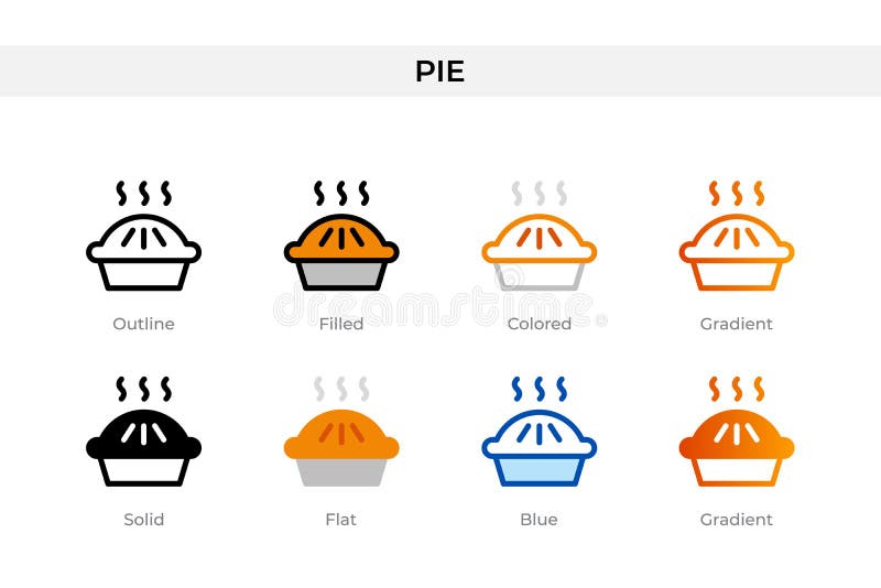 Pie Icon in Different Style. Pie Vector Icons Designed in Outline ...