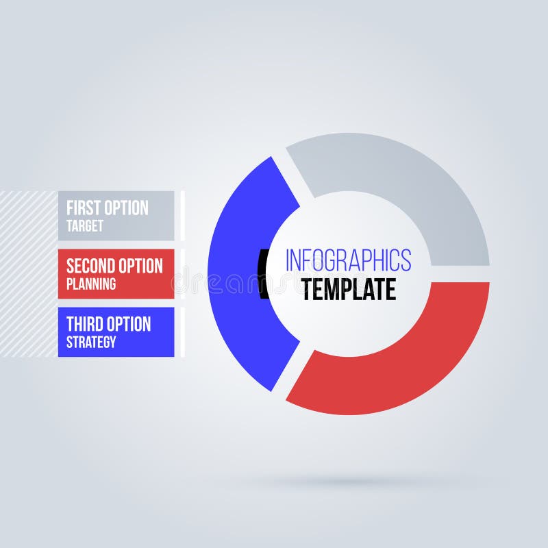 Pie Infographics Template with Three Segments in Clean Business Style ...