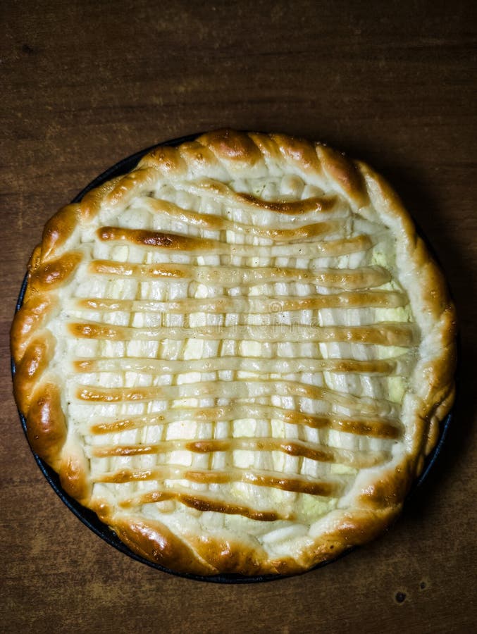 A Pie with Lattice on Top of it Sitting on a Table Stock Photo - Image ...