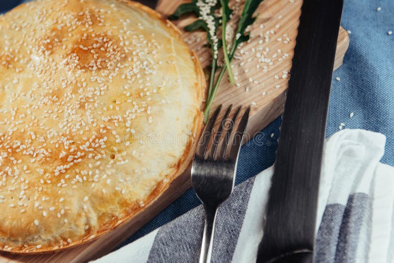 Pie with Meat, Homemade Cakes. Advertising Shooting Menu. Stock Photo ...