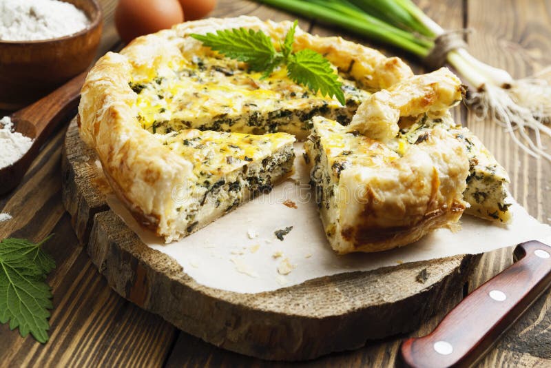 Pie with Nettles and Spring Onion Stock Image - Image of dish, nettle ...