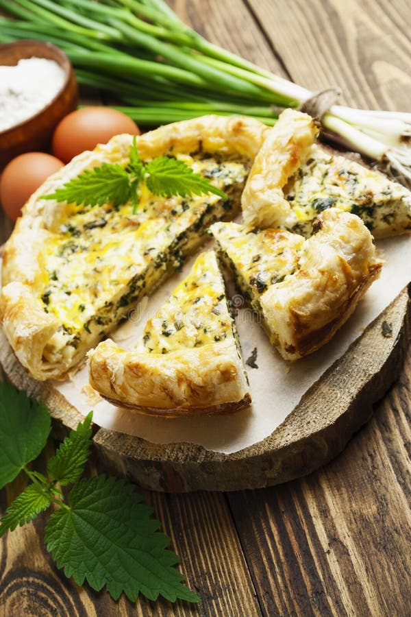 Pie with Nettles and Spring Onion Stock Image - Image of slice, meal ...