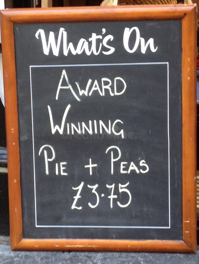 Pie and peas stock image. Image of sign, traditional - 43466183