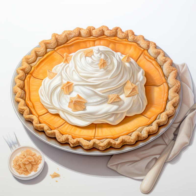 Watercolor Pumpkin Chiffon Pie Illustration in Kurt Wenner S Style ...