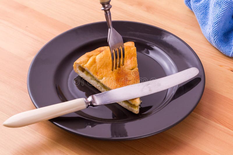 Pie on a Plate on the Table. Breakfast or Lunch. Food Photo Stock Image ...