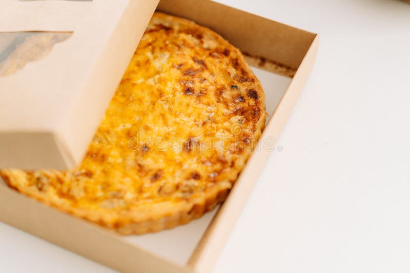 Pie with Red Fish in a Box on a White Table Stock Photo - Image of dish ...