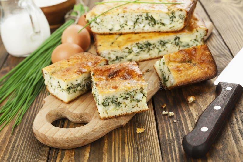Pie with spring onion stock image. Image of bake, baking - 73756383