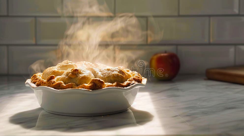 A Pie with Steam Coming Out of it Stock Photo - Image of fruit, table ...