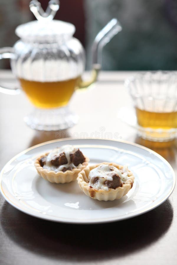 Pie with tea set stock image. Image of gourmet, french - 141576383
