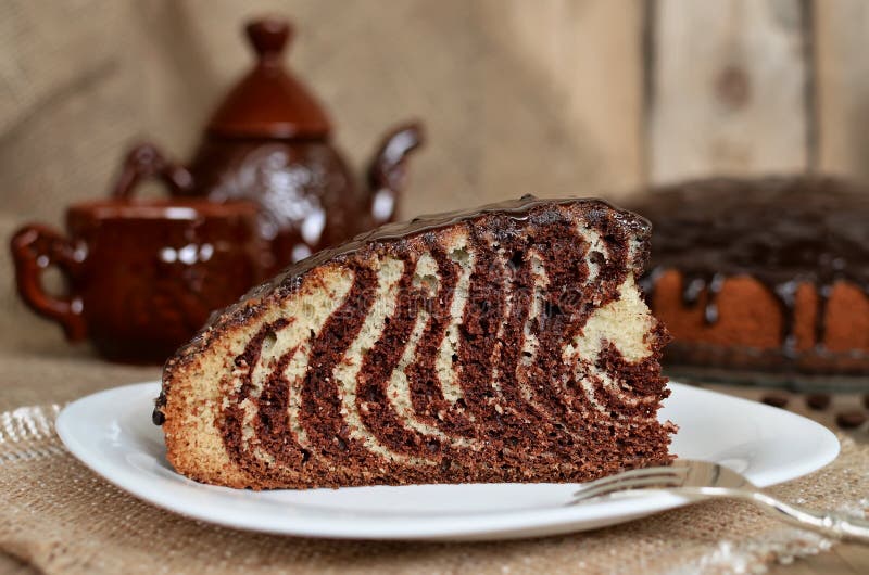 Pie Zebra with Chocolate Icing Stock Photo - Image of cuisine, biscuit ...