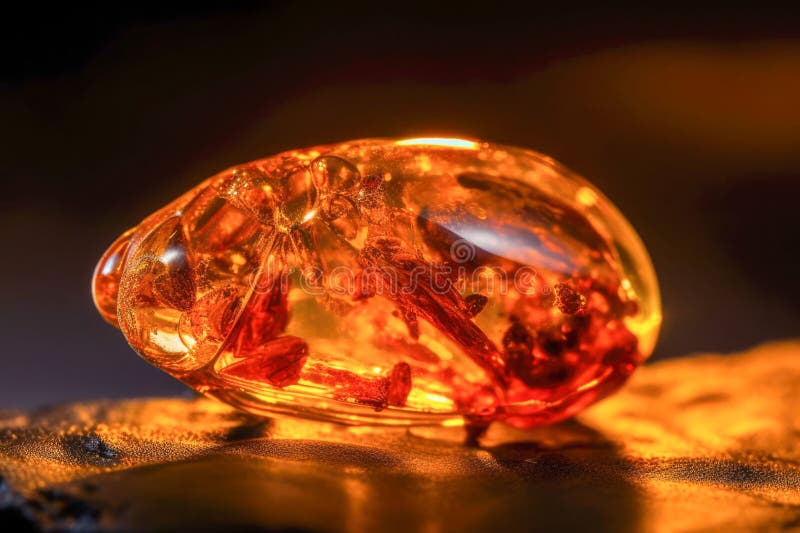 Piece of Amber with an Ancient Insect Inside Stock Illustration ...