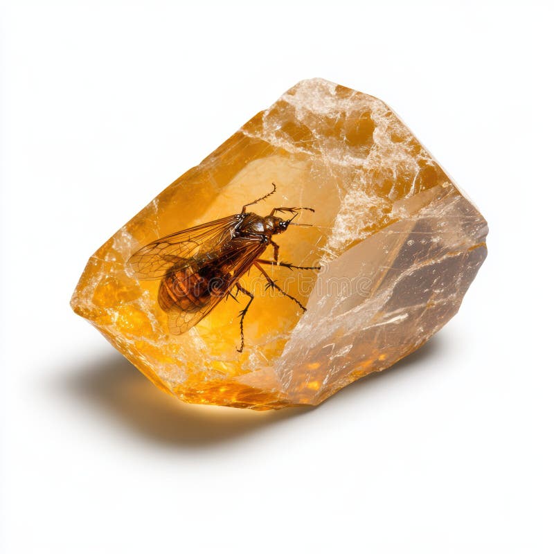 Piece of Amber with Insect Trapped Inside, Showcasing Nature ...