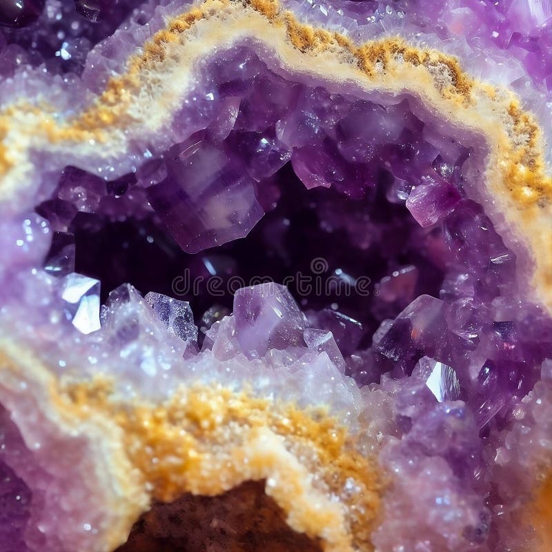 A Piece of Amethyst Meteorite with White Crystals Scattered on Its ...