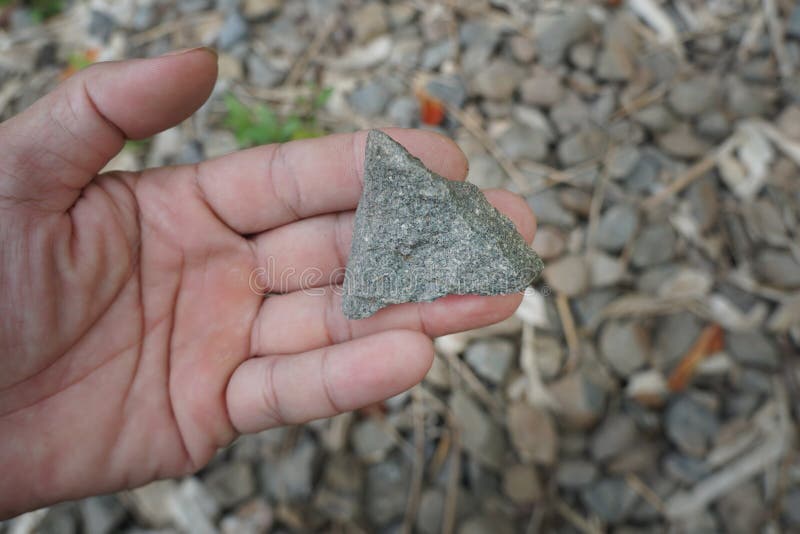 A Piece of Andesite Extrusive Volcanic Rock in a Hand. Stock Photo ...