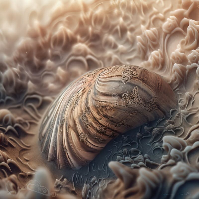 A Piece of Art that Looks Like a Shell on a Surface Stock Illustration ...